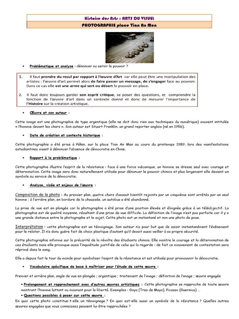 Photographie emblématique de Tian An Men | PDF | Chine | Politique mondiale