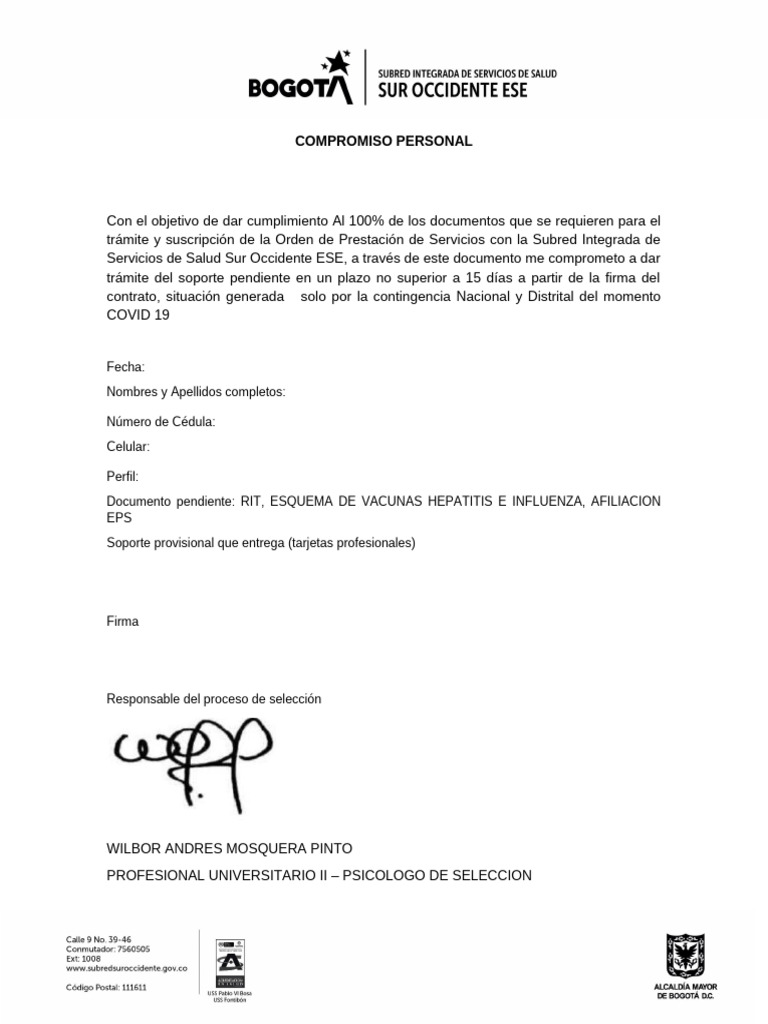 compromiso documentos pendientes | PDF