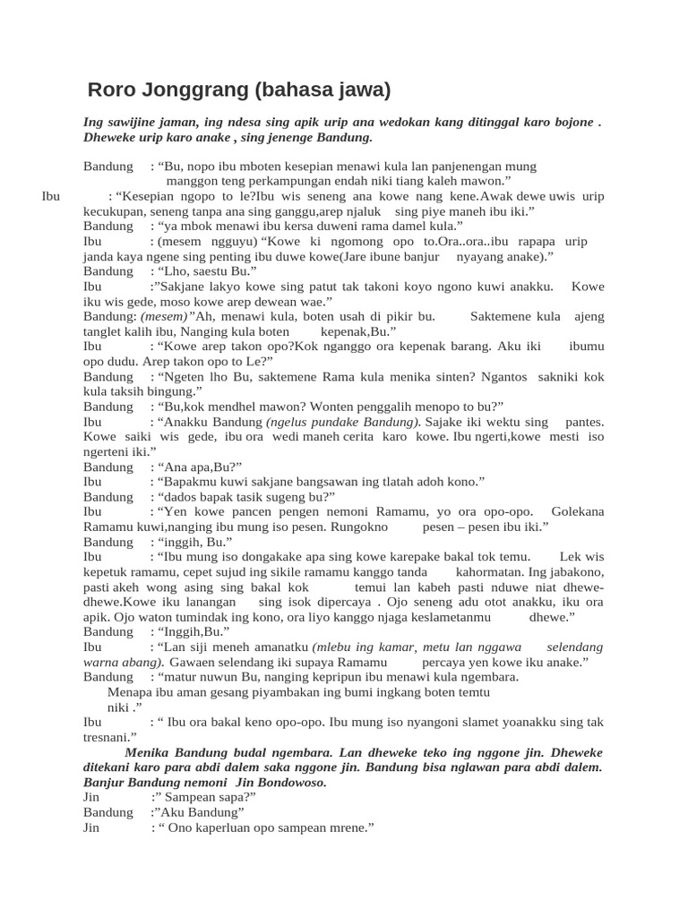 Naskah Roro Jonggrang | PDF