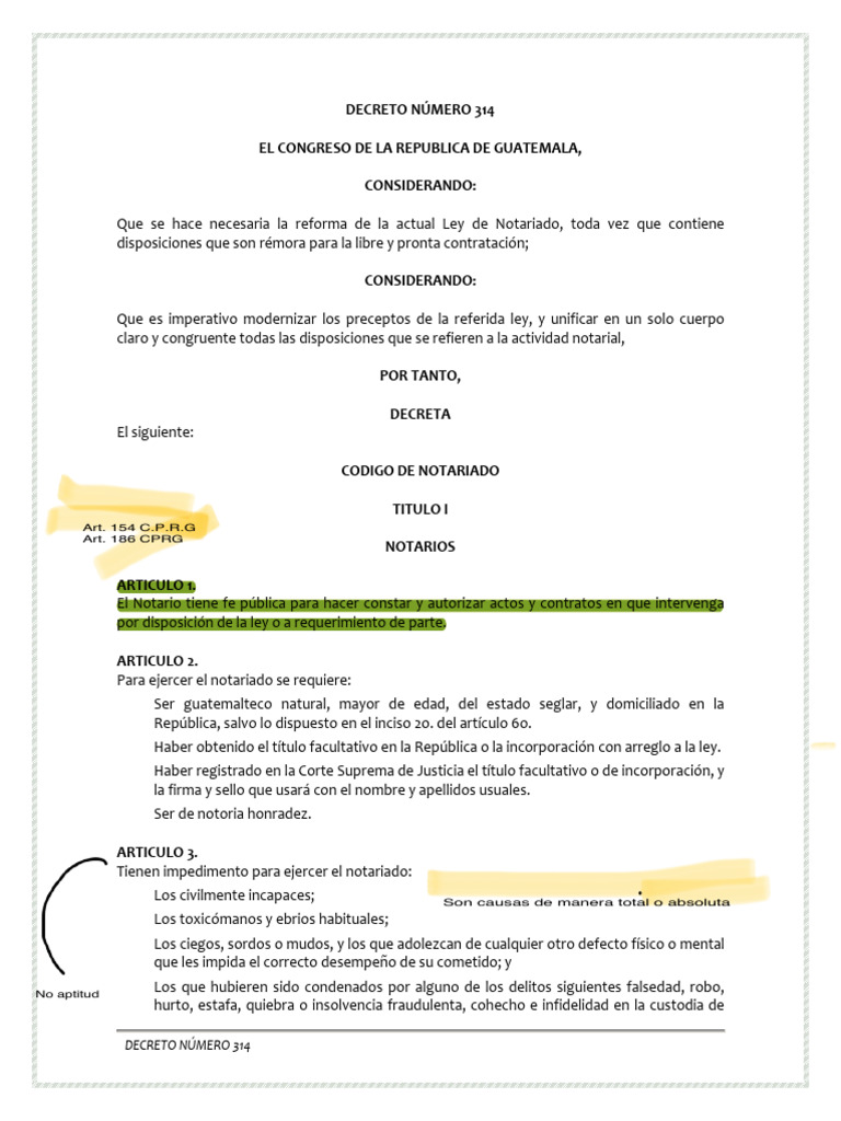 Codigo de Notariado Decreto No. 314 | PDF | Ley común