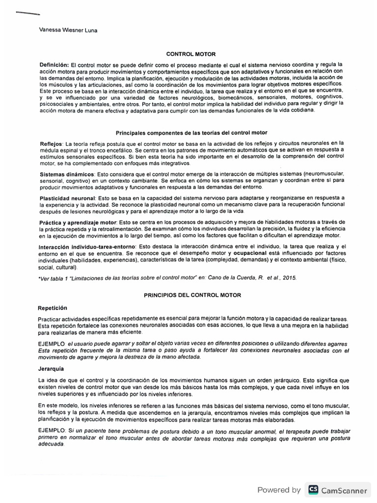 Resumen control motor y biomecánico | PDF