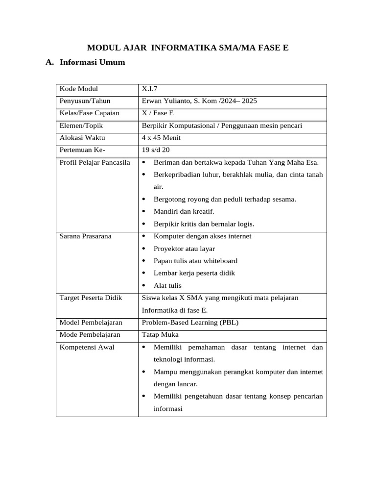 Perangkat Modul Ajar Informatika TP 7 | PDF