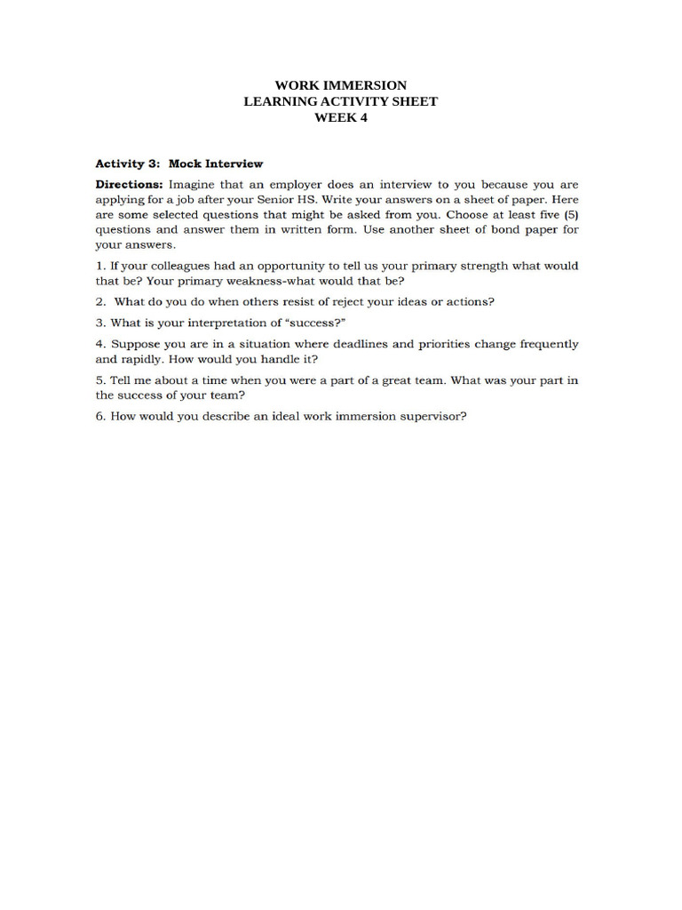 W4 Immersion LAS | PDF