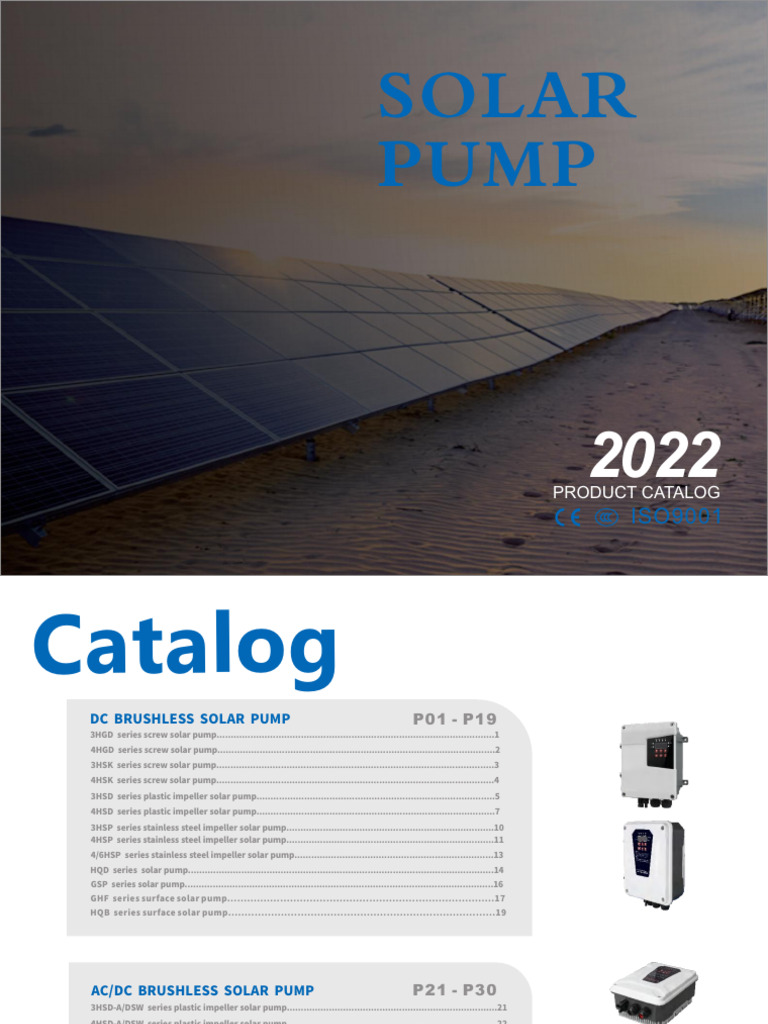 Solar Pump Product Catalog 2022 | PDF | Solar Power | Solar Panel