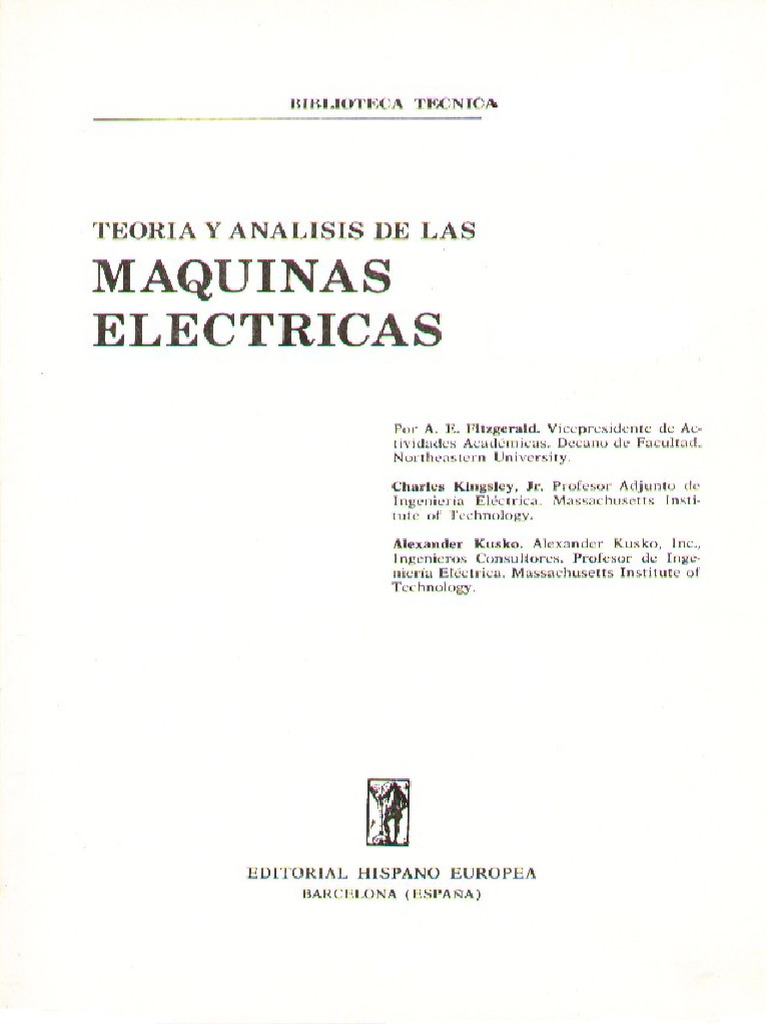 Teoria Y Analisis de Las Maquinas Electricas (Fitzgerald) (Z-Library) | PDF