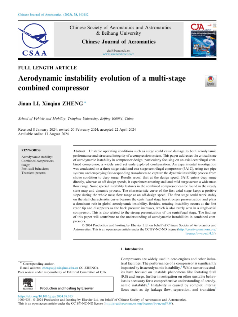 Aerodynamic Instability Evolution of A Multi Stag 2025 Chinese Journal ...