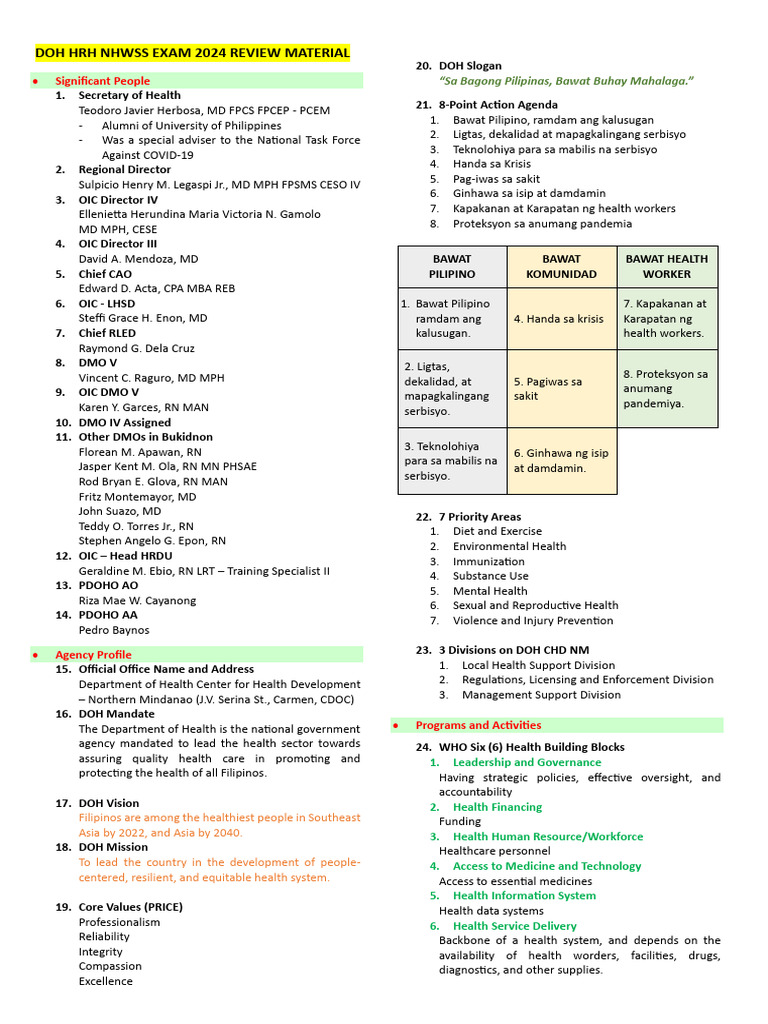 DOH 8-Point Health Action Agenda | PDF | Health Care | Public Health