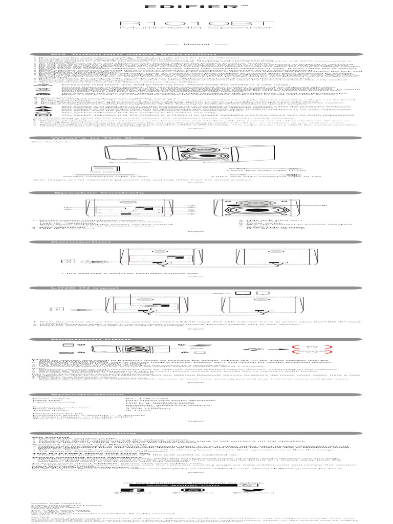 Multimedia Speaker: EN Important Safety Instruction | PDF | Loudspeaker ...