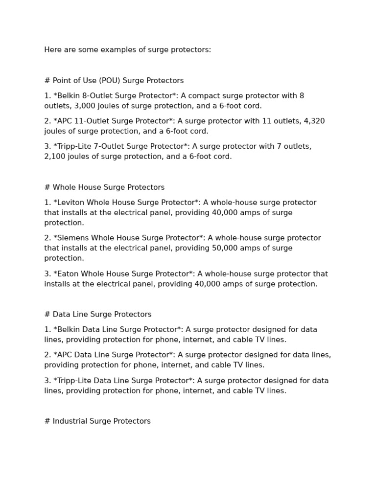 EXAMPLE OF SURGE PROTECTORS | PDF