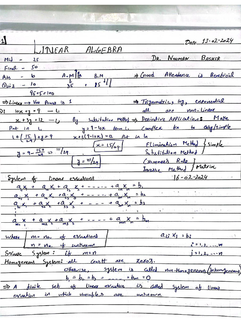 Linear Final Notes | PDF