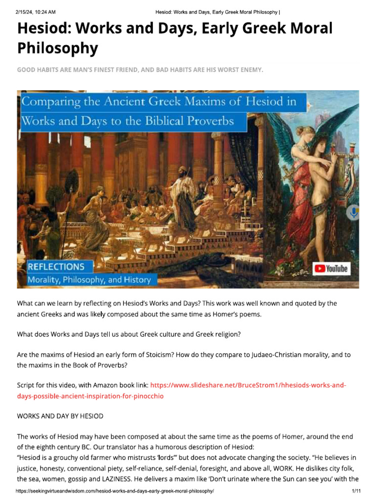 Hesiod Works and Days Early Greek Moral | PDF