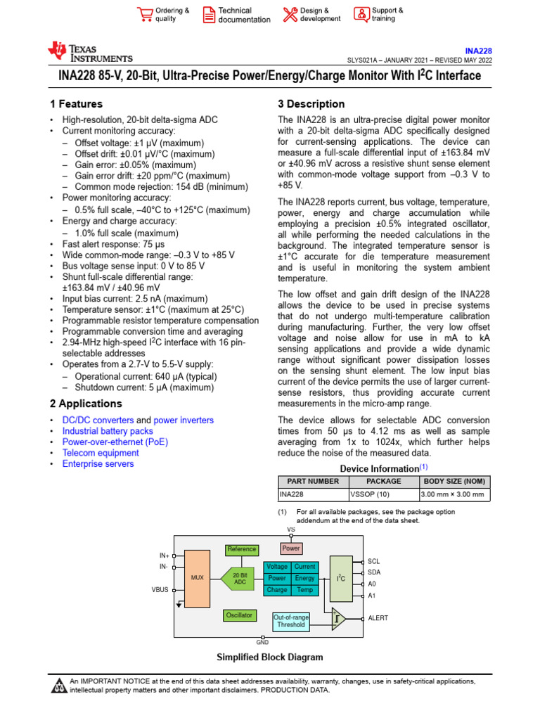 Ina 228 | PDF | Analog To Digital Converter | Electrostatic Discharge