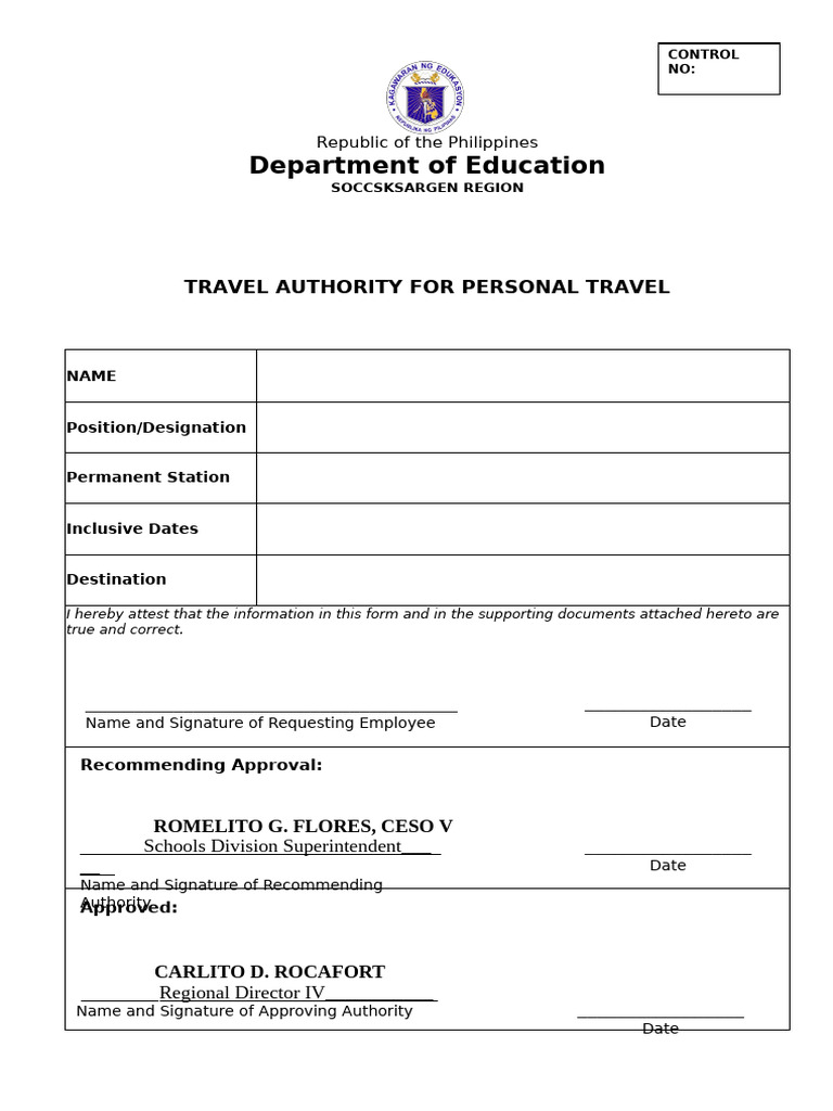AUTHORITY-TO-TRAVEL-ABROAD-FORM_LATEST | PDF