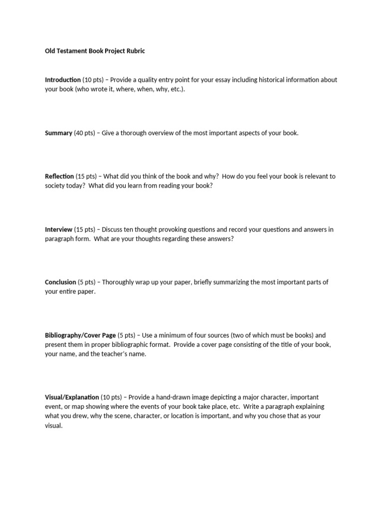 Old Testament Book Project Guidelines | PDF
