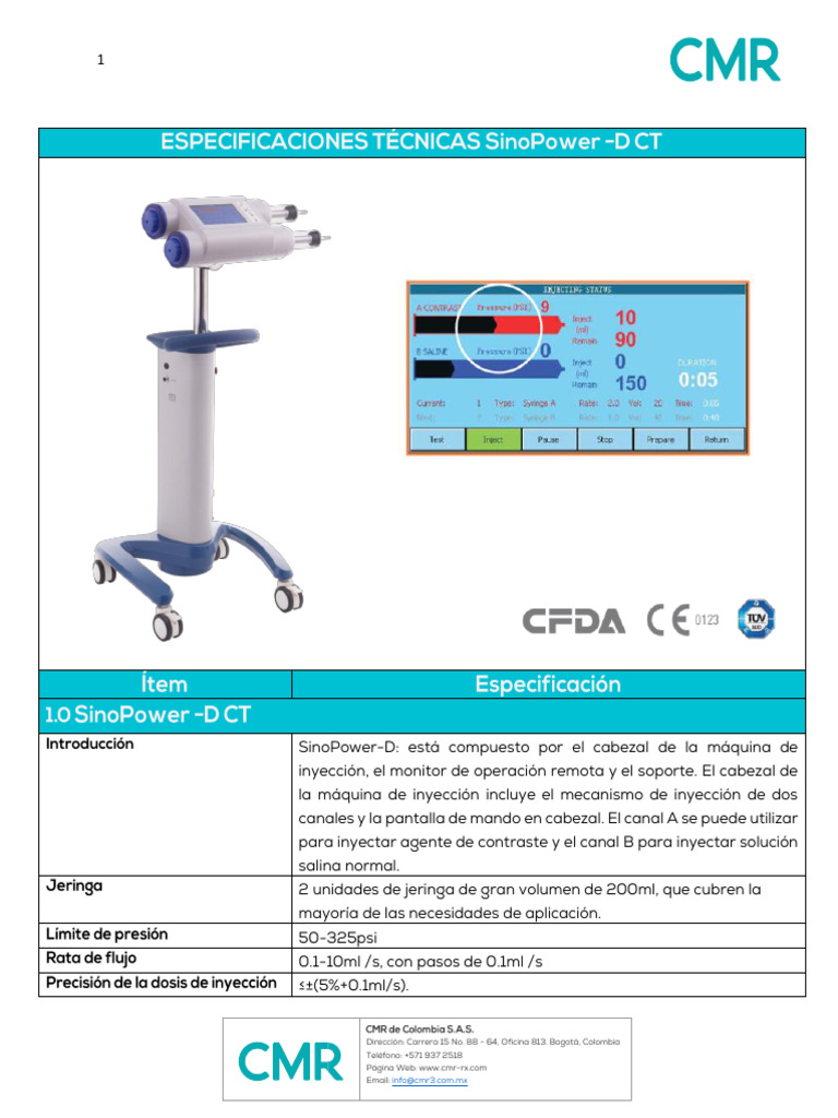 Ficha Técnica SinoPower-D CT | PDF | Inyección (medicina) | Informática