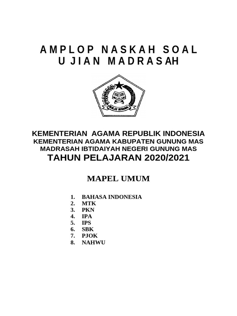 Amplop Naskah Soal | PDF