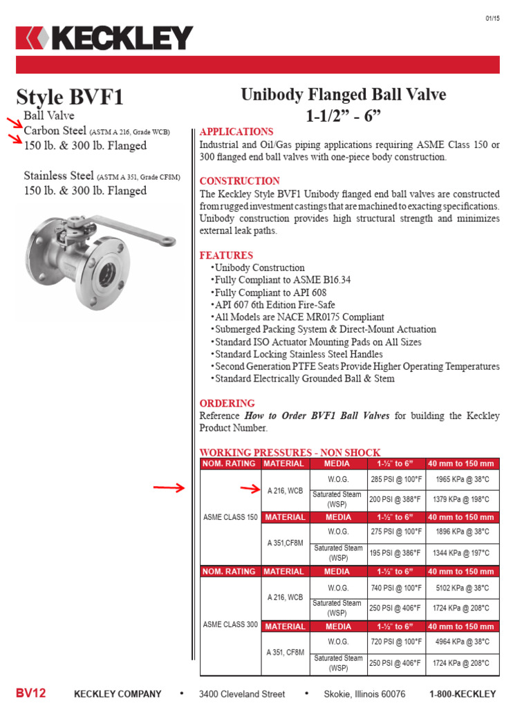 Keckley BVF1 Unibody Flanged Ball Valve | PDF | Valve | Mechanical ...