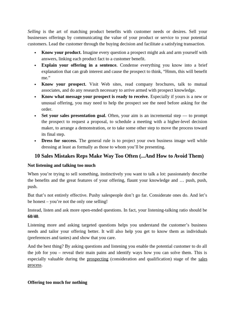Selling Tips Pdf Sales Prices