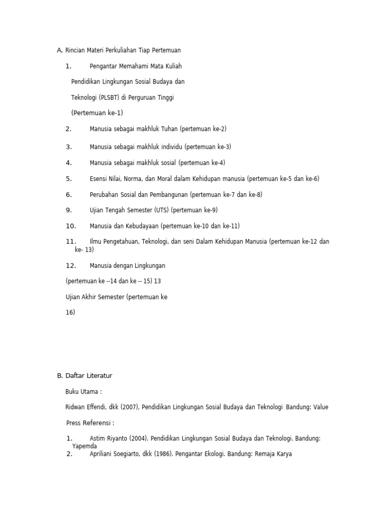 Rincian Materi Perkuliahan Tiap Pertemuan | PDF