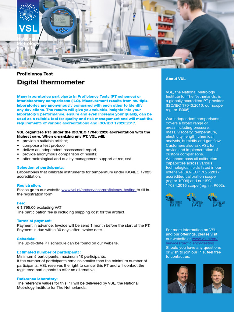 2023.12 VSL Flyer PT Digital Thermometer 1 | PDF | Calibration | Metrology
