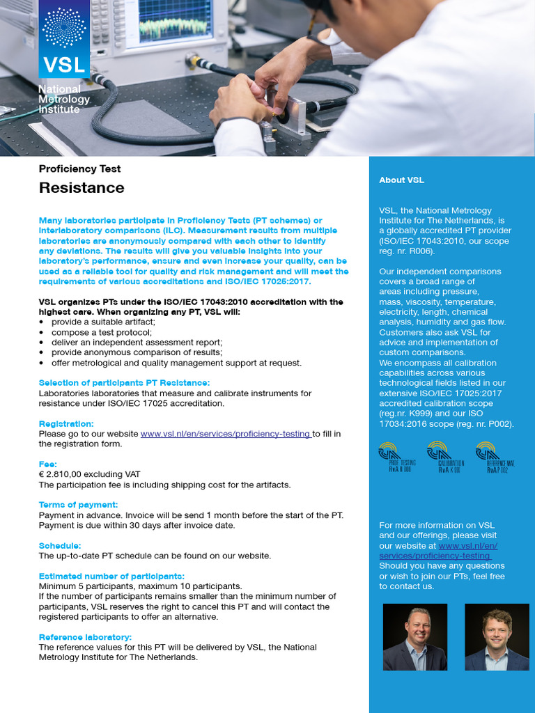 2023.12 VSL Flyer PT Resistance | PDF | Calibration | Metrology