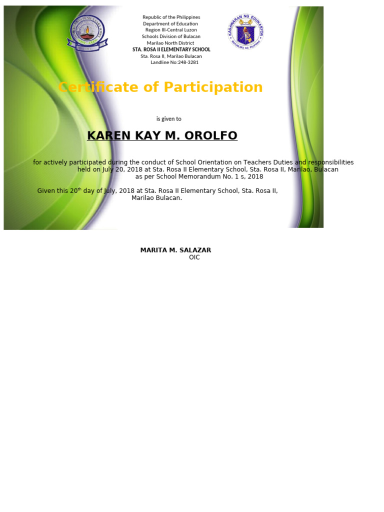 Certificate FOR SLAC | PDF