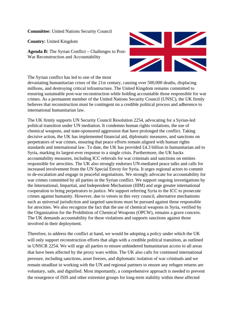 Postition Papers Agenda A - B UNSC GCMUN | PDF | United Nations ...