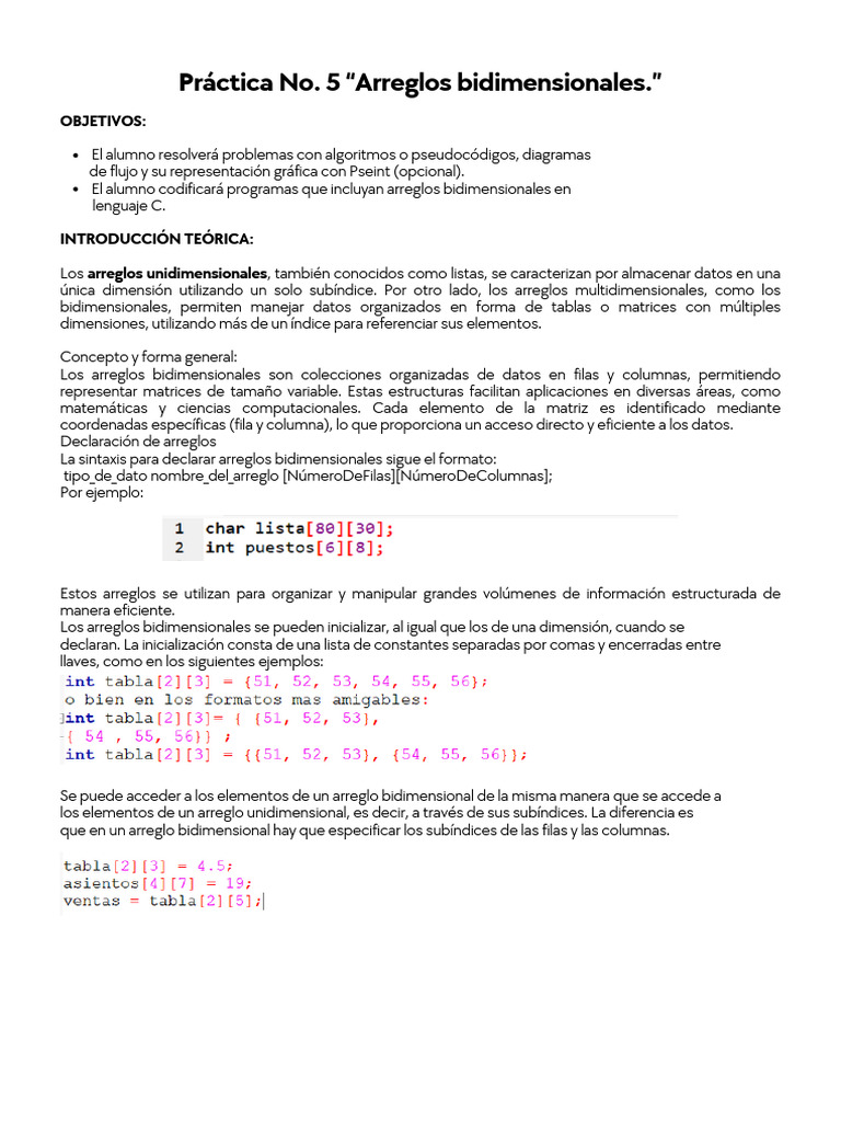 Práctica 5 | PDF | Matriz (Matemáticas) | Programación de computadoras