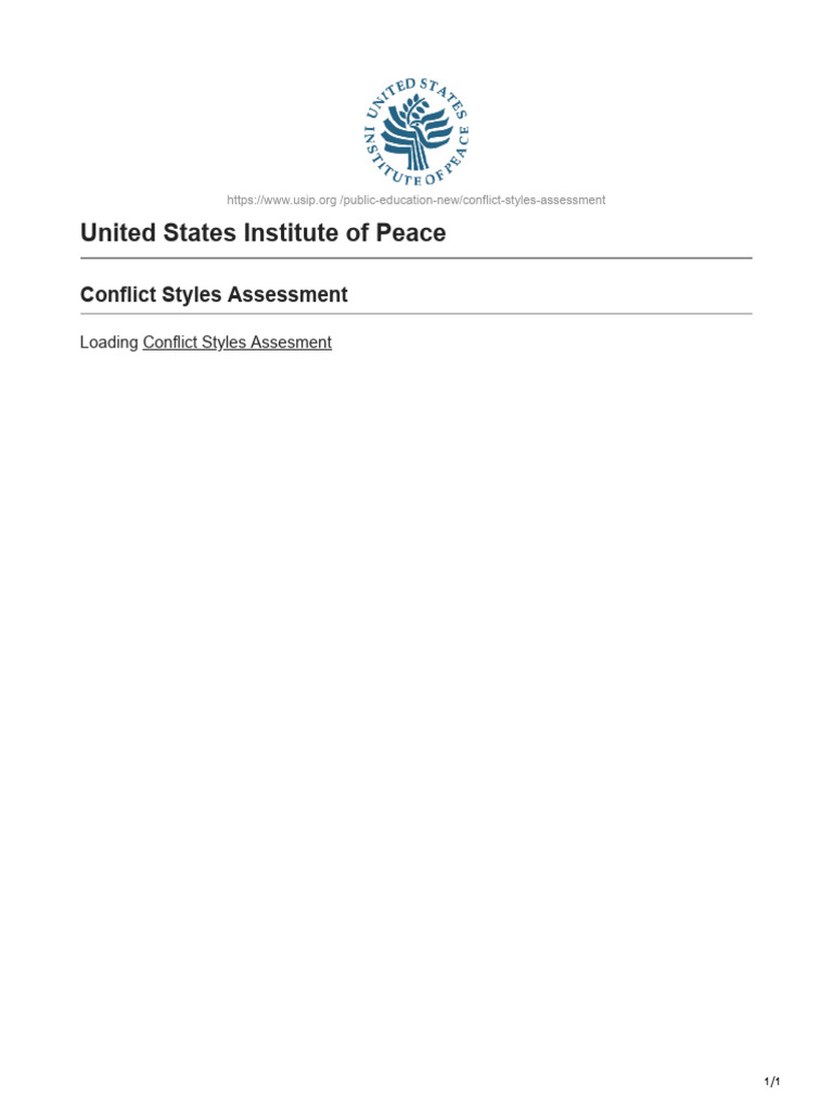 USIP Conflict Styles Assessment | PDF