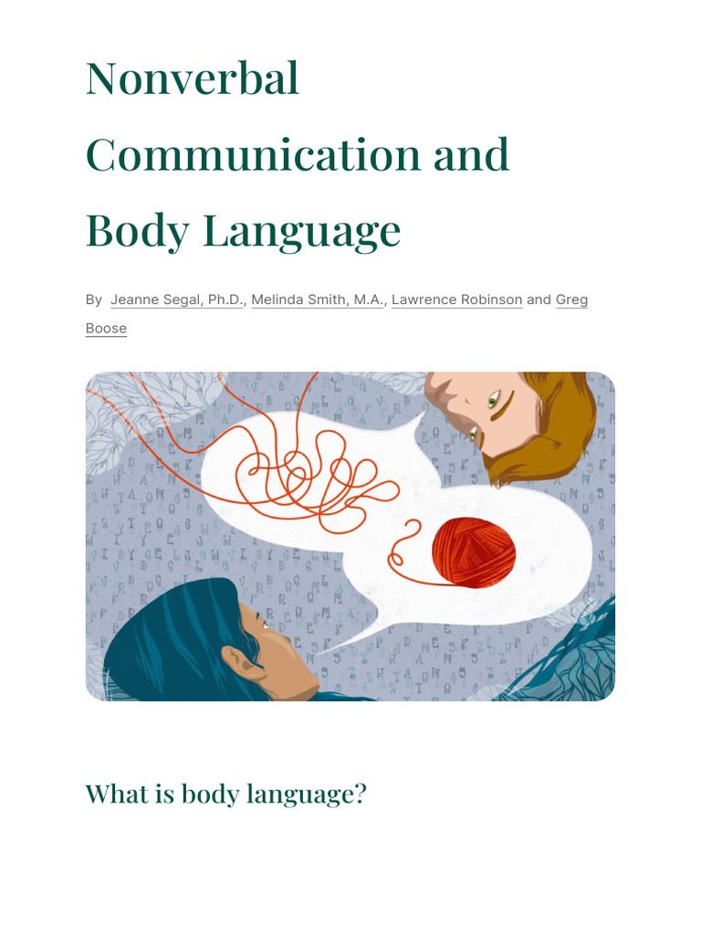 Nonverbal Communication and Body Language | PDF | Nonverbal ...