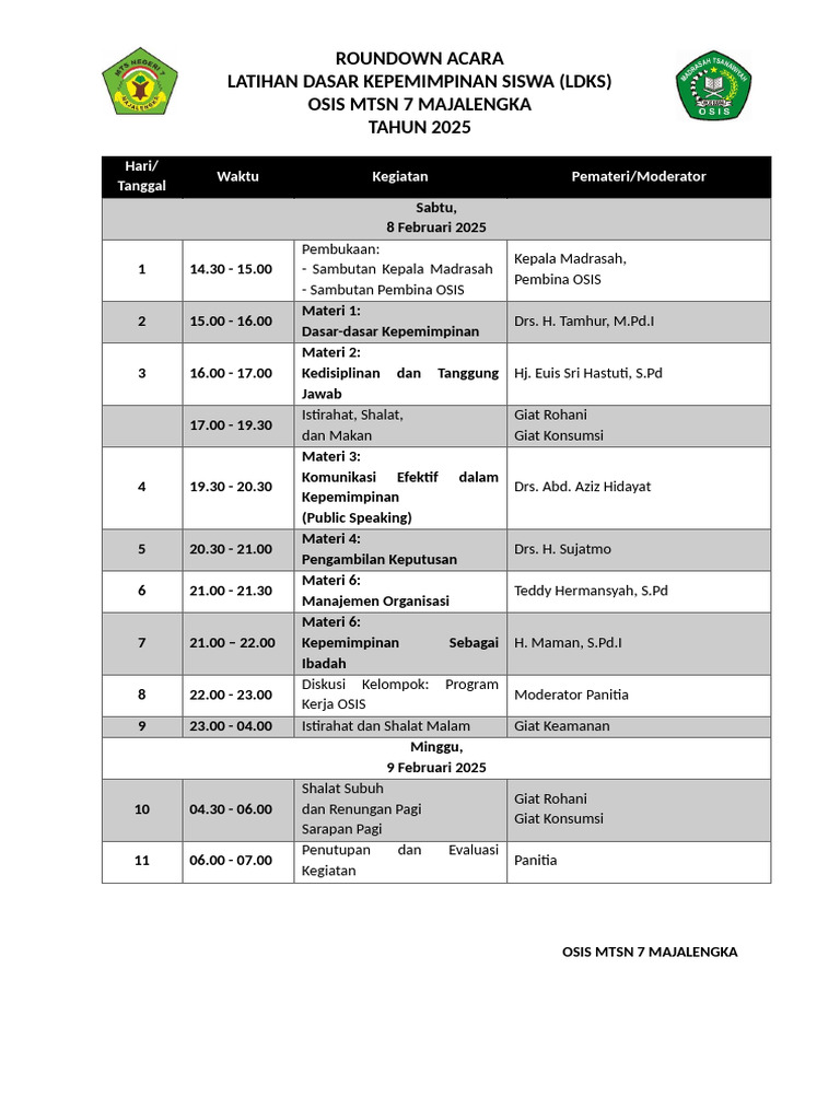 Roundoun Acara LDKS Osis 2024 | PDF