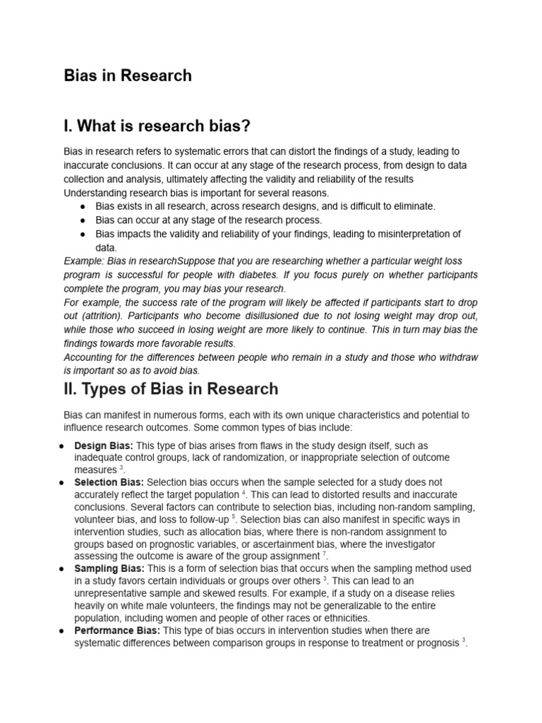 Bias In Research Pdf Bias Sampling Statistics