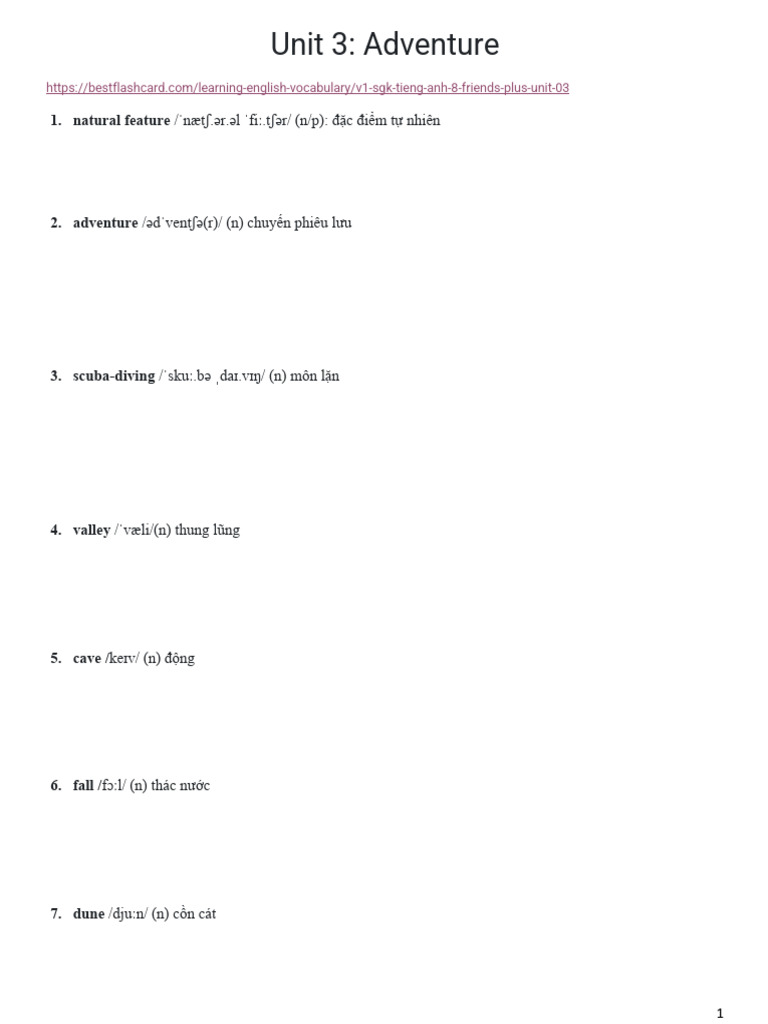 Adventure Vocabulary for English Learners | PDF