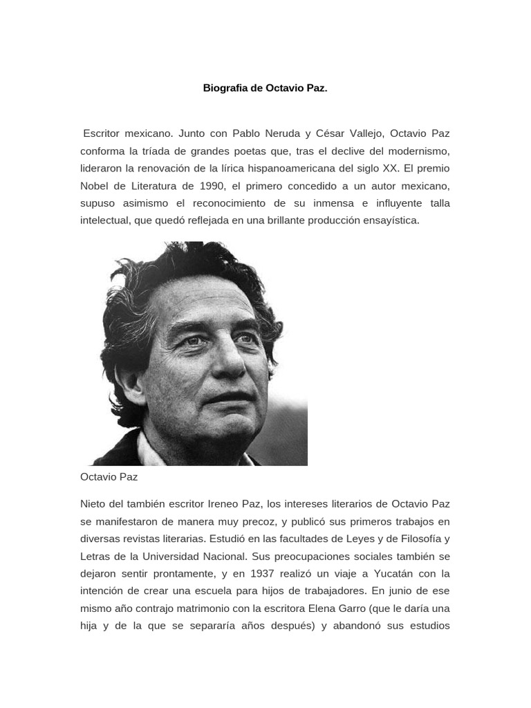 Biografia de Octavio Paz | PDF