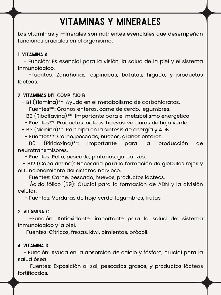 Vitaminas y Minerales | PDF | Vitamina | Vegetales