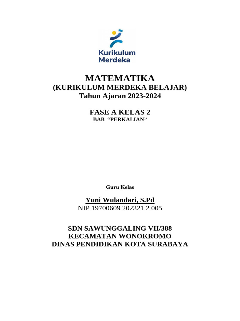 Modul Ajar Perkalian Kelas 2 SD | PDF