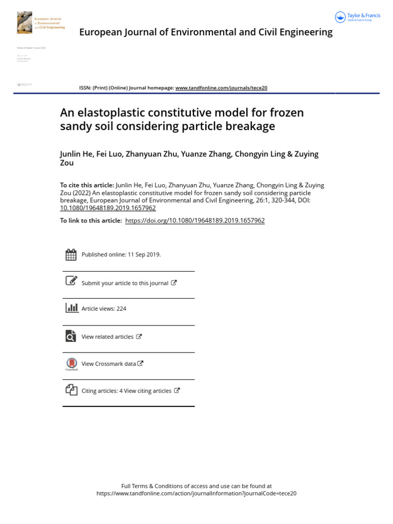 An Elastoplastic Constitutive Model For Frozen Sandy Soil Considering ...