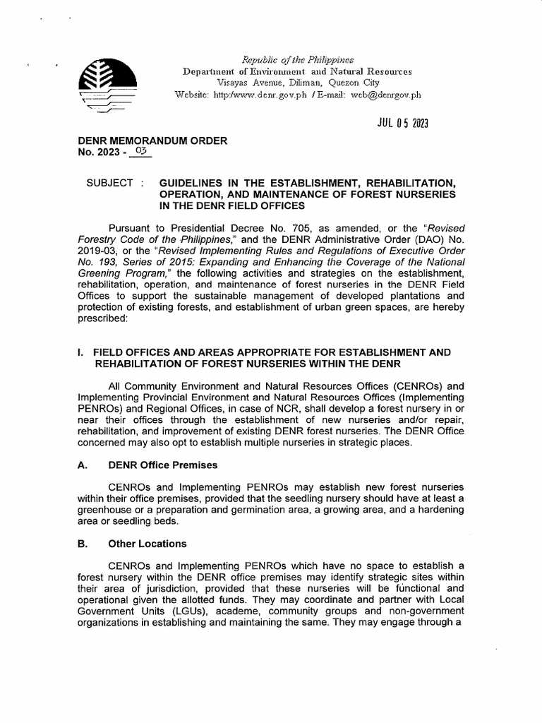 Guidelines for DENR Forest Nurseries | PDF | Plant Nursery | Agriculture