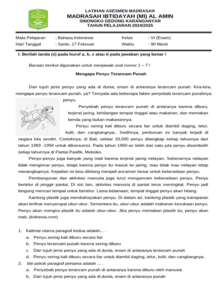 Tryout Bahasa Indonesia 2025 | PDF
