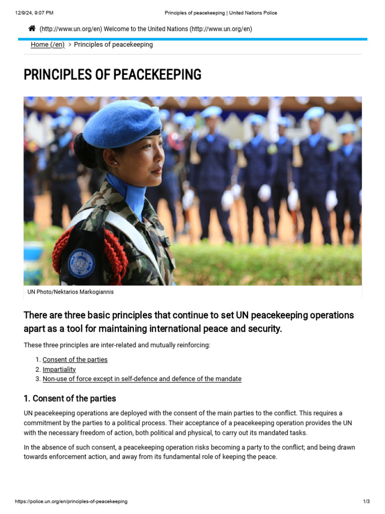 Principles of Peacekeeping - United Nations Police | PDF | Peacekeeping ...