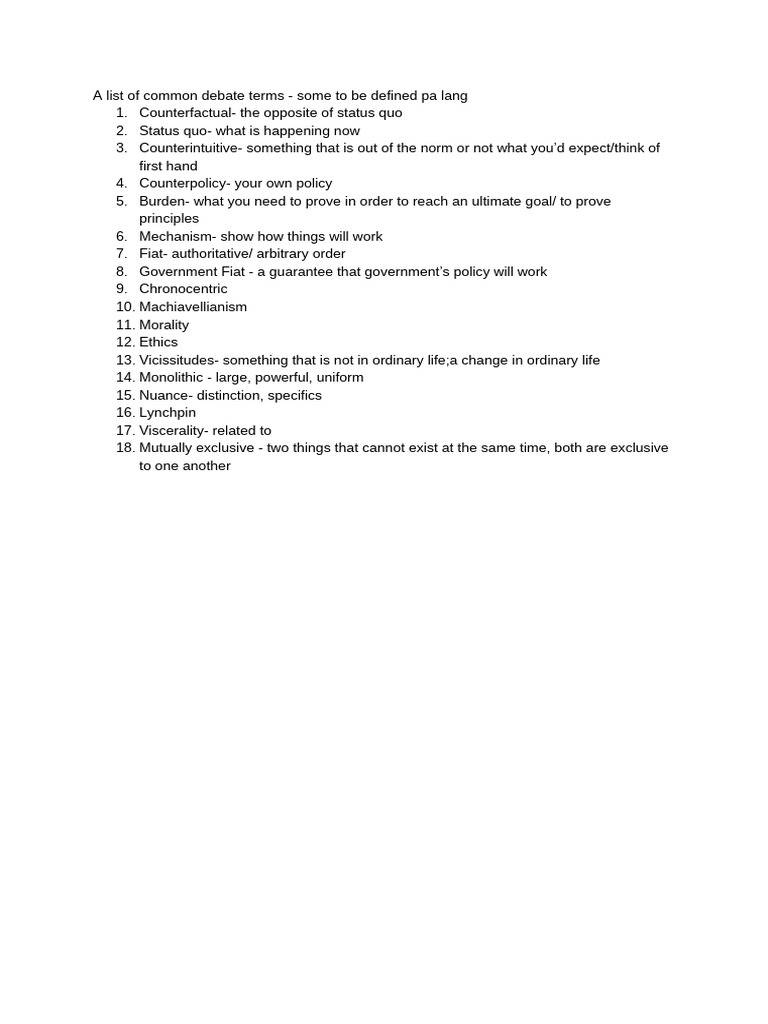 Common Debate Terms Explained | PDF