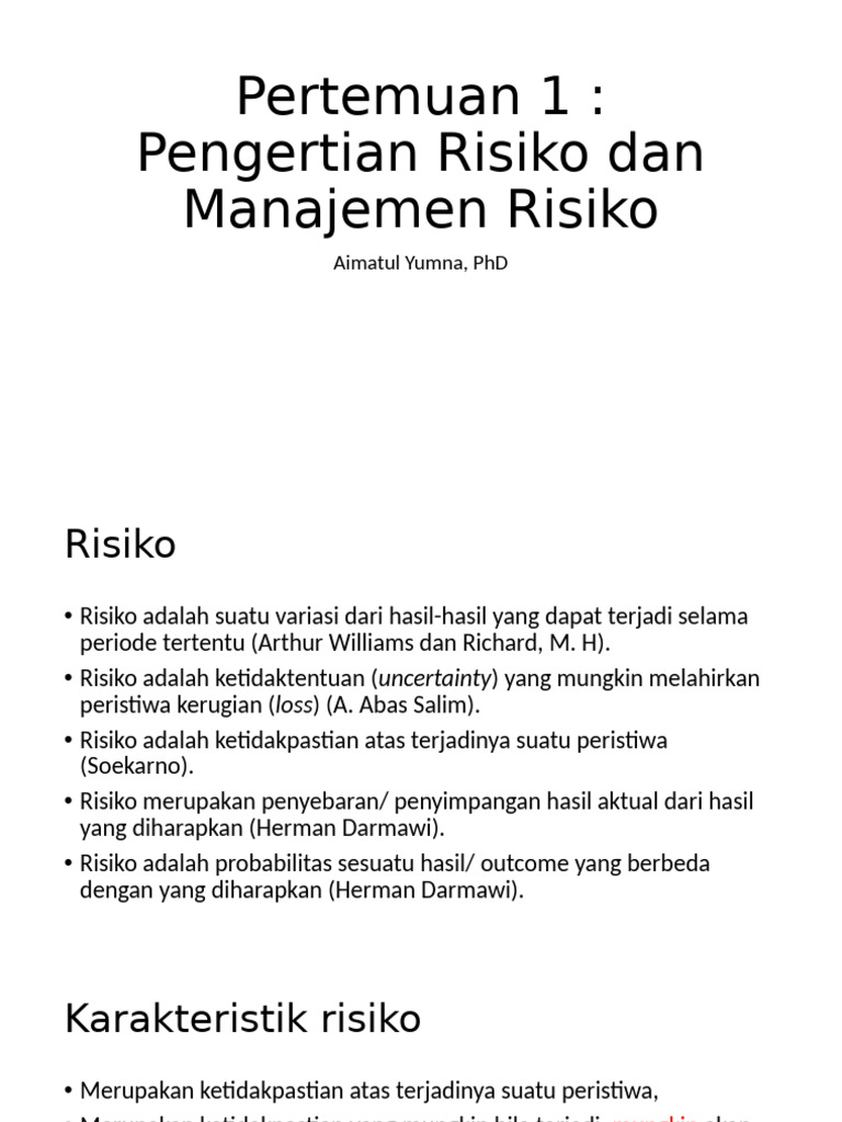 Manajemen Risiko | PDF