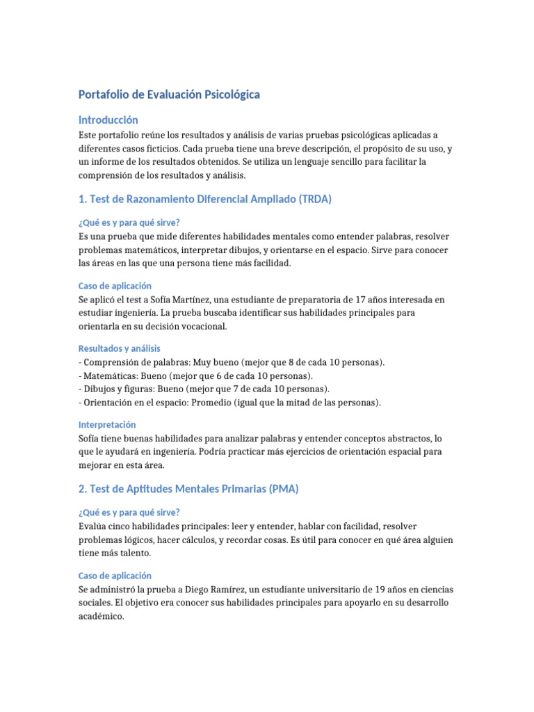 Portafolio de Evaluacion Psicologica Actualizado | PDF | Inteligencia ...