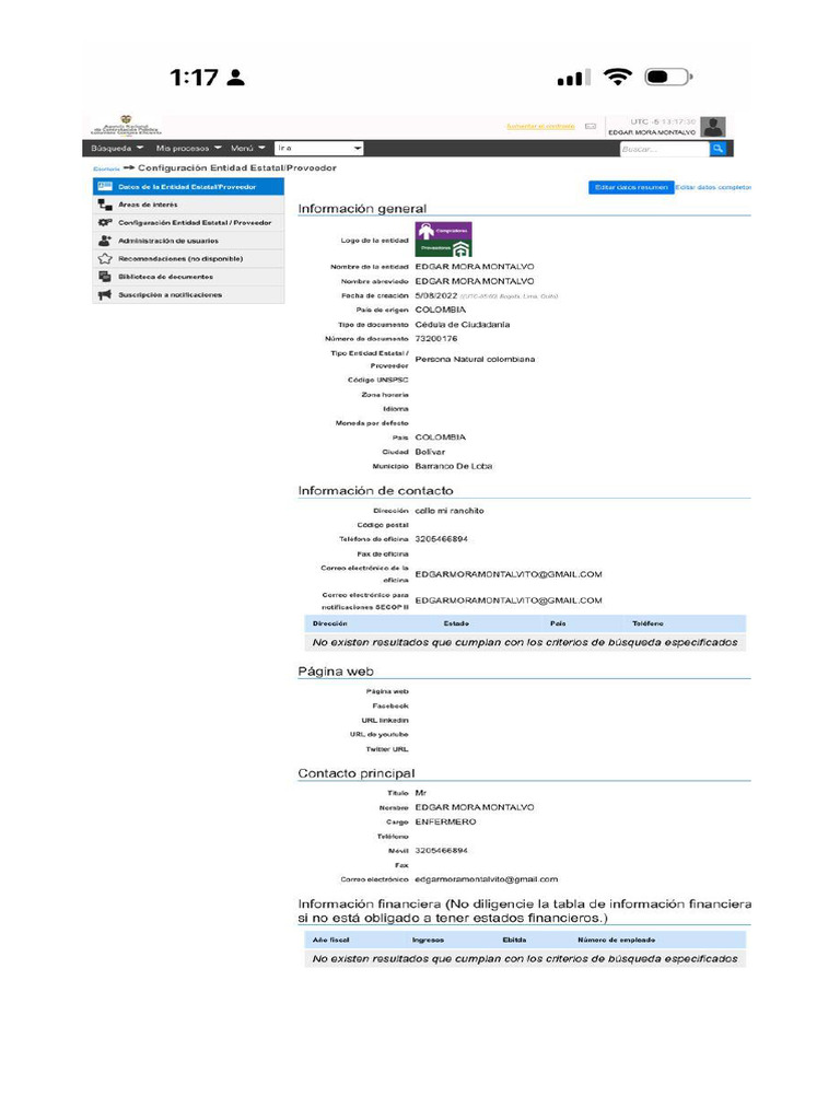 1.pantallazo Secop Edgar | PDF