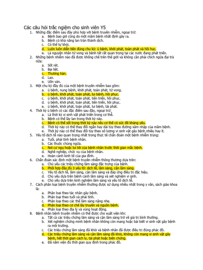 Infectious Diseases Test Review | PDF