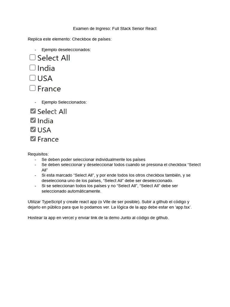 React Examen Ingreso | PDF