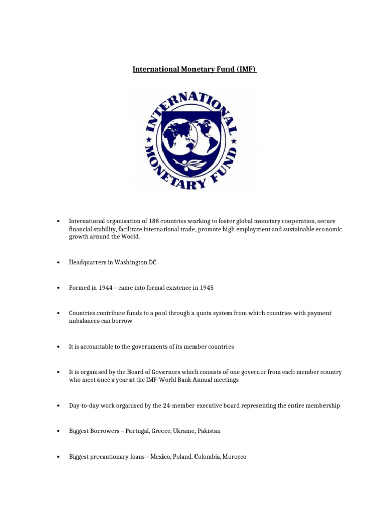 International Monetary Fund and World Bank | PDF | International ...