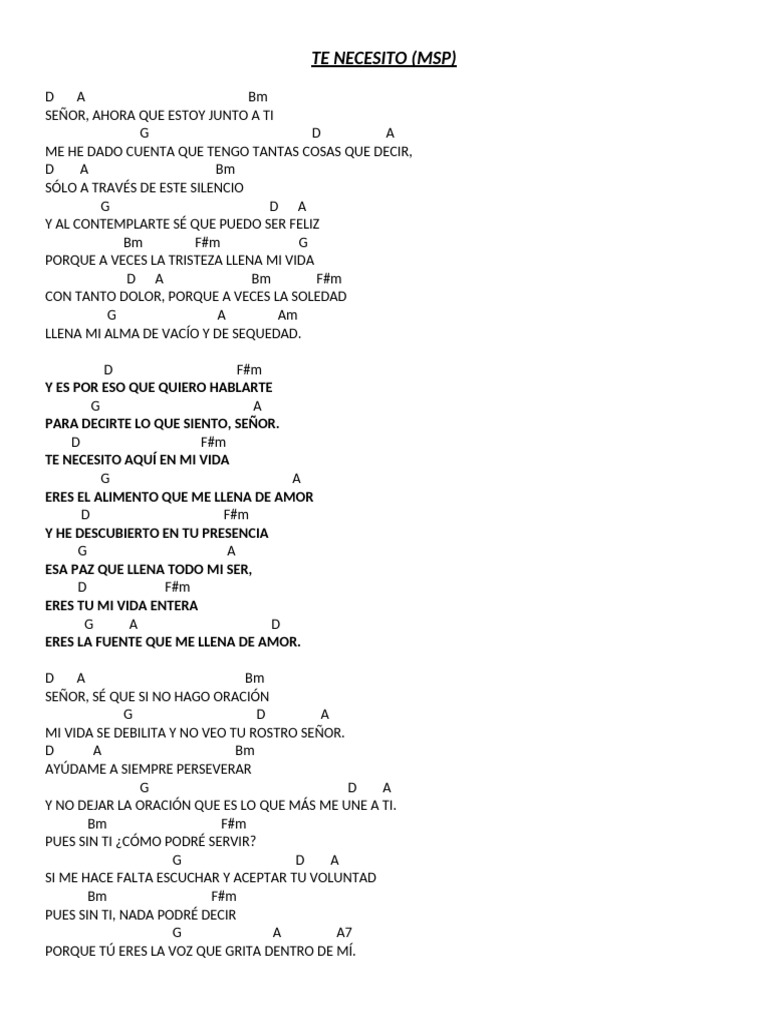 Canción de Oración y Necesidad de Dios | PDF