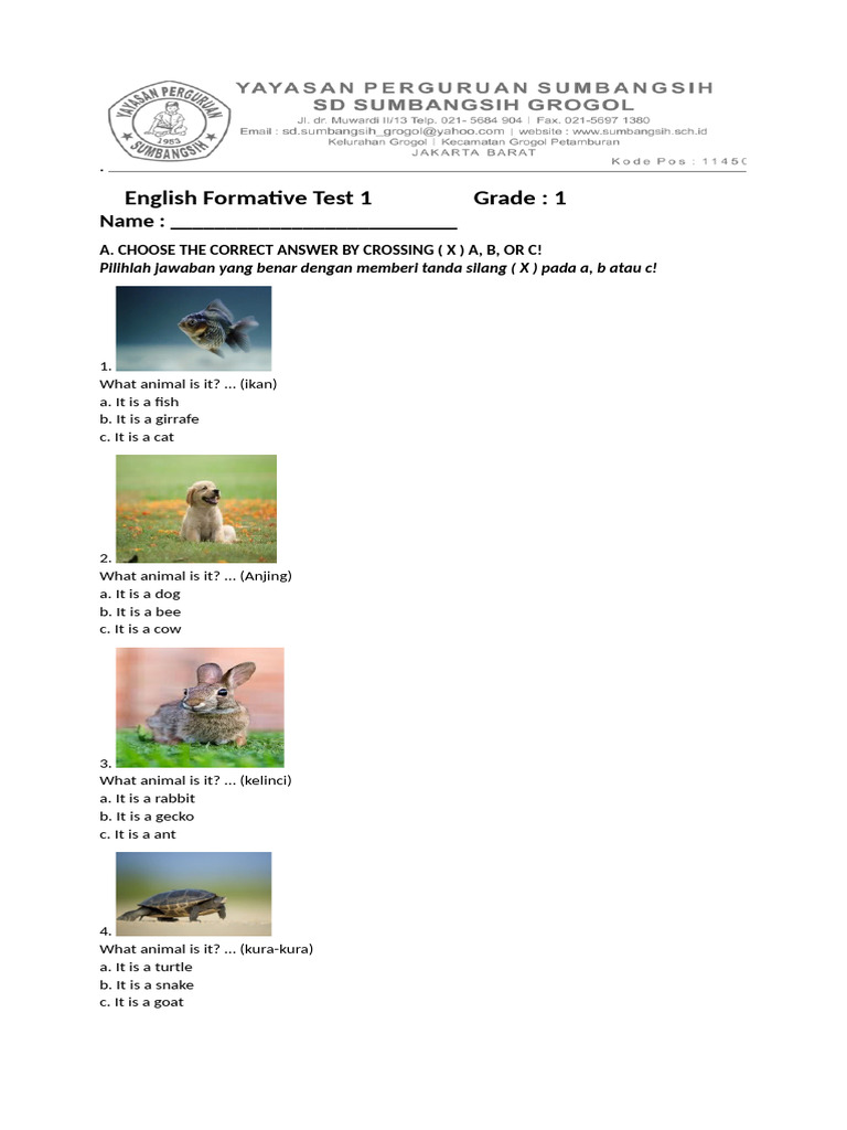 English Formative Test 1 Grade | PDF