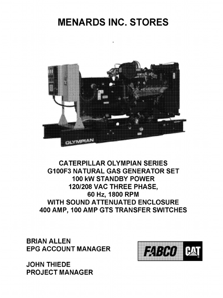 Olympian G100F3 Generator Wiring Guide | PDF | Alternating Current ...